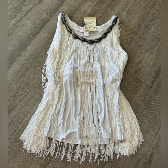 Boston Proper | Tops | Boston Proper Beaded Fringe Tank Top | Poshmark